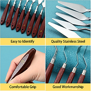 Lasnten 27 Pcs Palette Knife Set Stainless Steel Wood Handle Acrylic Paint Spatula Tools for Canvas Oil Color Mixing and Texturing