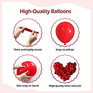FOTIOMRG 110pcs Red Balloon Garland Arch Kit, 18 12 10 5 inch Red Latex Balloons Different Sizes Pack for Birthday Graduation Baby Shower Valentines Christmas Wedding Party Decorations