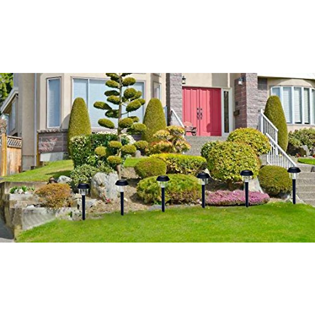 Solario Garden Decor Solar Powered Stake Lights- Pack of 6- Decorative Classic Lamps- Highest Lumen LED Brighter Than Standard- Superior Monocrystalline Panel (Black)