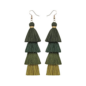 Milakoo 6 Pairs Colorful Tassel Earrings Long Layered Dangle Earrings Bohemian Drop Earrings