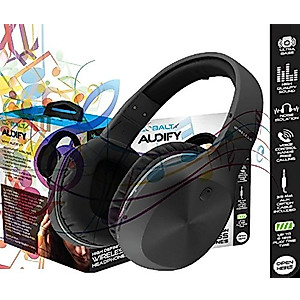 COBALTX AUDIFY Bluetooth Wireless Rechargeable Headphones Range 30 Ft (10m) High Performance Acoustic Sound with Voice Control & 300 Hour Standby Hands Free Talk & 6 Hours of Music (Black)