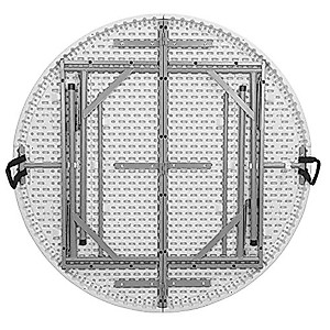 VINGLI 48" Round Bi-Folding Commercial Table, 4 Feet Portable Plastic Dining Card Table for Kitchen or Outdoor Party Wedding Event, 1-Pack