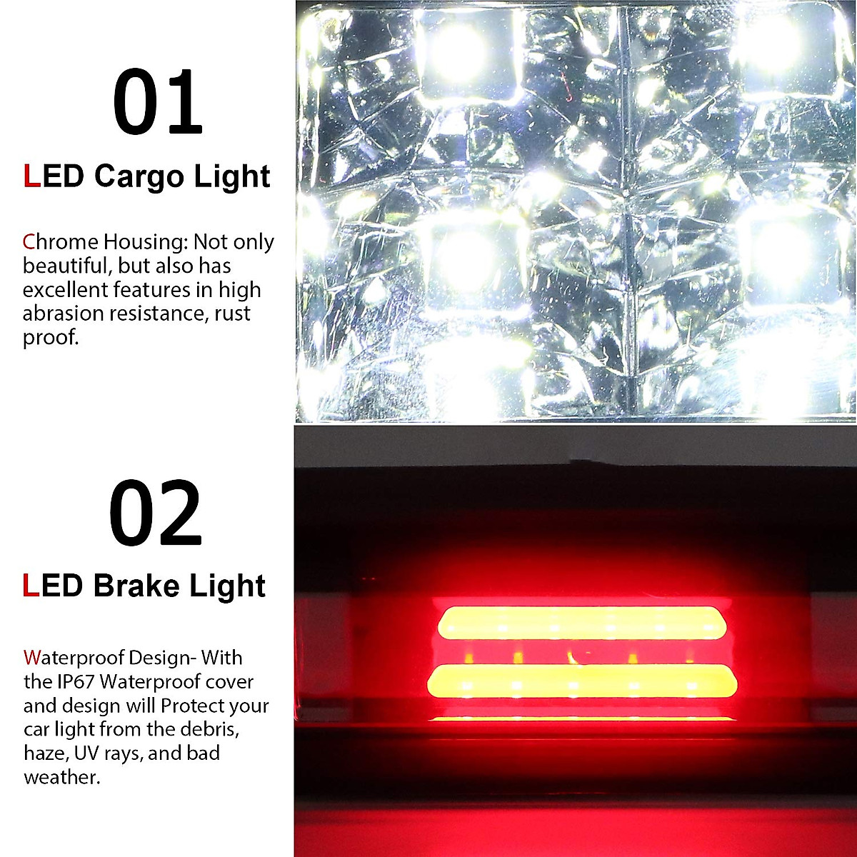 LED Third 3rd Brake light for 04-08 Ford F150 07-10 Ford Explorer 06-08 Lincoln Mark LT, Rear Cargo Lamp High Mount Stop light (Smoke)
