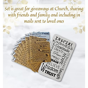 Footprints In The Sand Cards - 25 Mini Footprints Poem Bookmark Card Set for Bible, Pocket Size Motivational Prayer Card| Inspirational Footprint Christian Cardstock Wallet Prayer Card Set | 26 Items