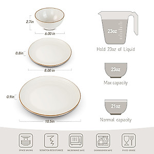 Famiware Jupiter Dinnerware Set, Plates and Bowls Sets for 4, Microwave and Dishwasher Safe, Scratch Resistant, 12 Pieces Dishes Set, White
