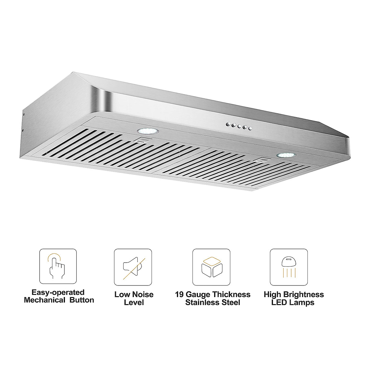 EVERKITCH Range Hood 30inch Under Cabinet, 450CFM Kitchen Vent Hood with Permanent Stainless Steel Filters