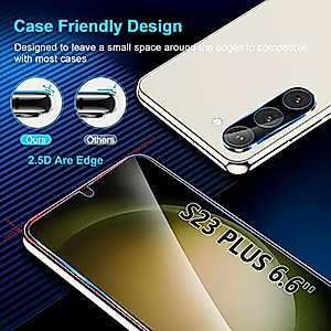 [4+3 Pack] Galaxy S23 Plus Screen Protector, 9H Tempered Glass, Ultrasonic Fingerprint Support, Case Friendly HD Clear for Samsung Galaxy S23 Plus 5G Glass Screen Protector