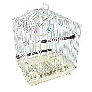 White 14-inch Extra Small Birds Parakeet Wire Bird Cage for Finches Canaries Lovebirds Green Cheek Conure Perfect Bird Travel Cage and Hanging Bird House