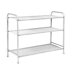MaidMAX 3 Tiers Closet Shelf Organizer with 2 Drawers for Home Storage and Organization, Silver Grey