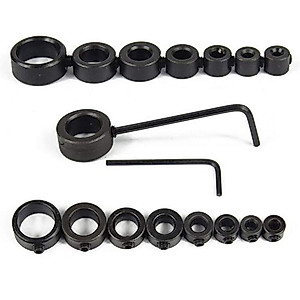 8PCS Drill Depth Stop Collars Limit Ring,1/8,3/16,1/4,5/16,3/8,7/16,1/2,5/8 Drill Depth Stop Collars Ring Dowel Shaft Chuck, Hex Wrench Woodworking for Drill Bits Consistent Drilling