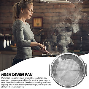 HEMOTON 1 Set Mesh Drain Pan Vegetable Tray Smokeless Grill Pan Stovetop Barbecue Grill Convenient Fruits Plate Filter Snack Storage Plate Dessert Plate Stainless Steel Fried