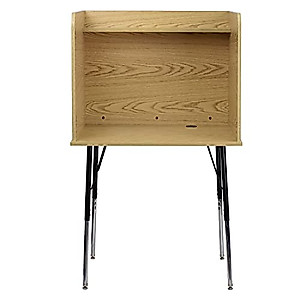 Flash Furniture Study Carrel - Oak Finish with Top Shelf - Height Adjustable Legs - Wire Management Grommet