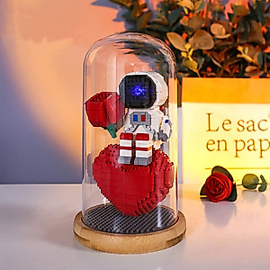 Uvini Micro Blocks Astronaut Model with Light STEM Building Toy Set for Adults or Teens Spaceman with Heart Bricks Toys 911PCS, 00877