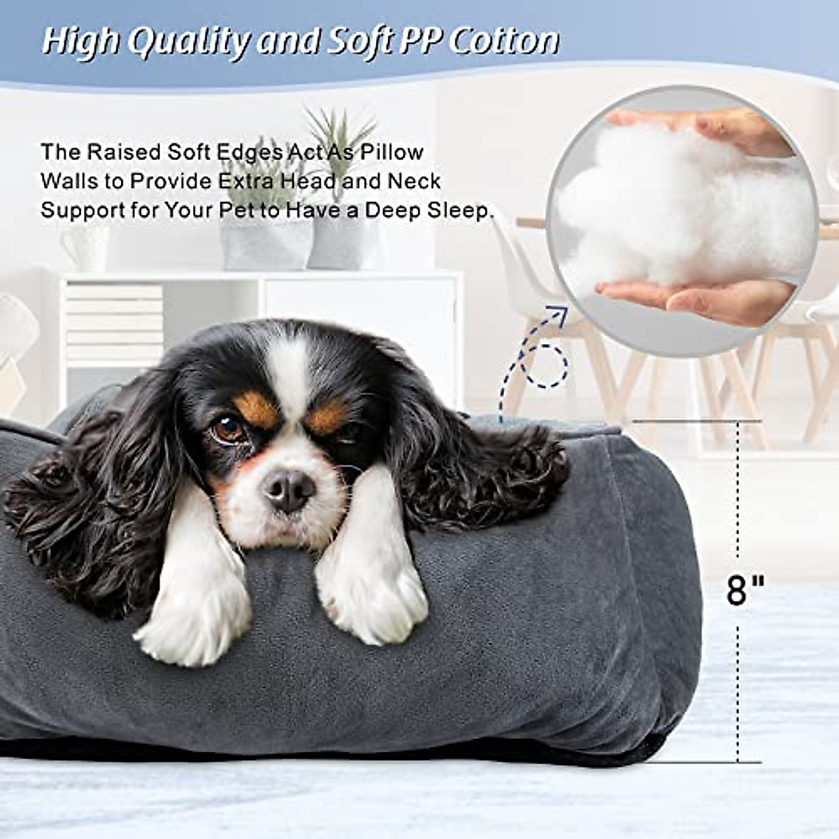 AIPERRO Dog Bed,Pets Friendly Medium Small Dogs Beds Machine Washable Rectangle Dogs Beds,Orthopedic Calming Dog Sofa Bed,Soft Sleeping Puppy Beds Breathable Cuddler, Nonskid Bottom 25''x21''