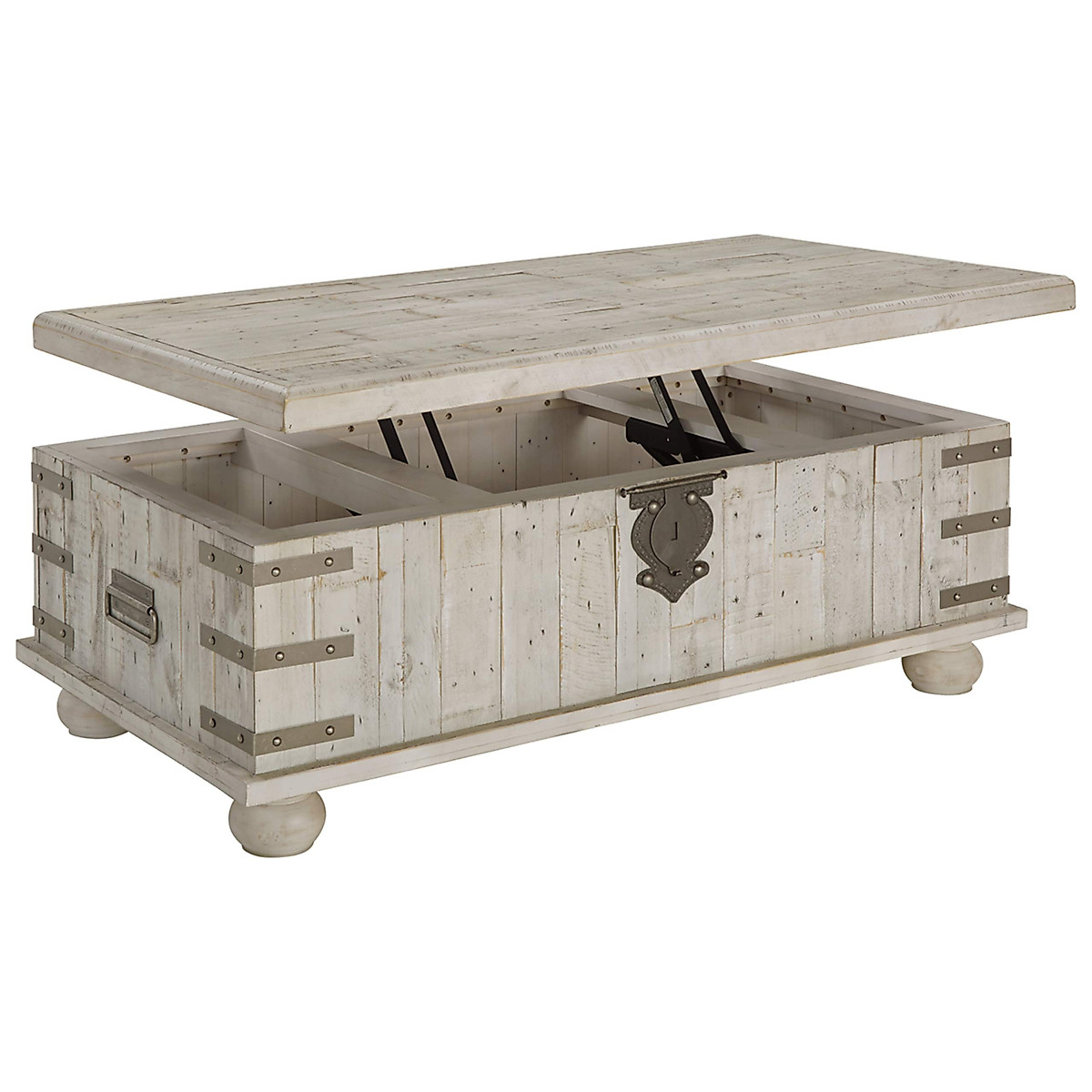 Signature Design by Ashley Carynhurst Lift Top Rustic Farmhouse Cocktail Table, Antique Off White