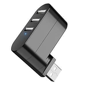 USB Port Splitter, PANPEO 3 Port USB 2.0 Expander Splitter [90°/180° Degree Rotatable] for Laptop, Xbox, Wii, PS3, PC, MAC, Mac Book, Tablet, Tab, Console, Printer, Camera - Black