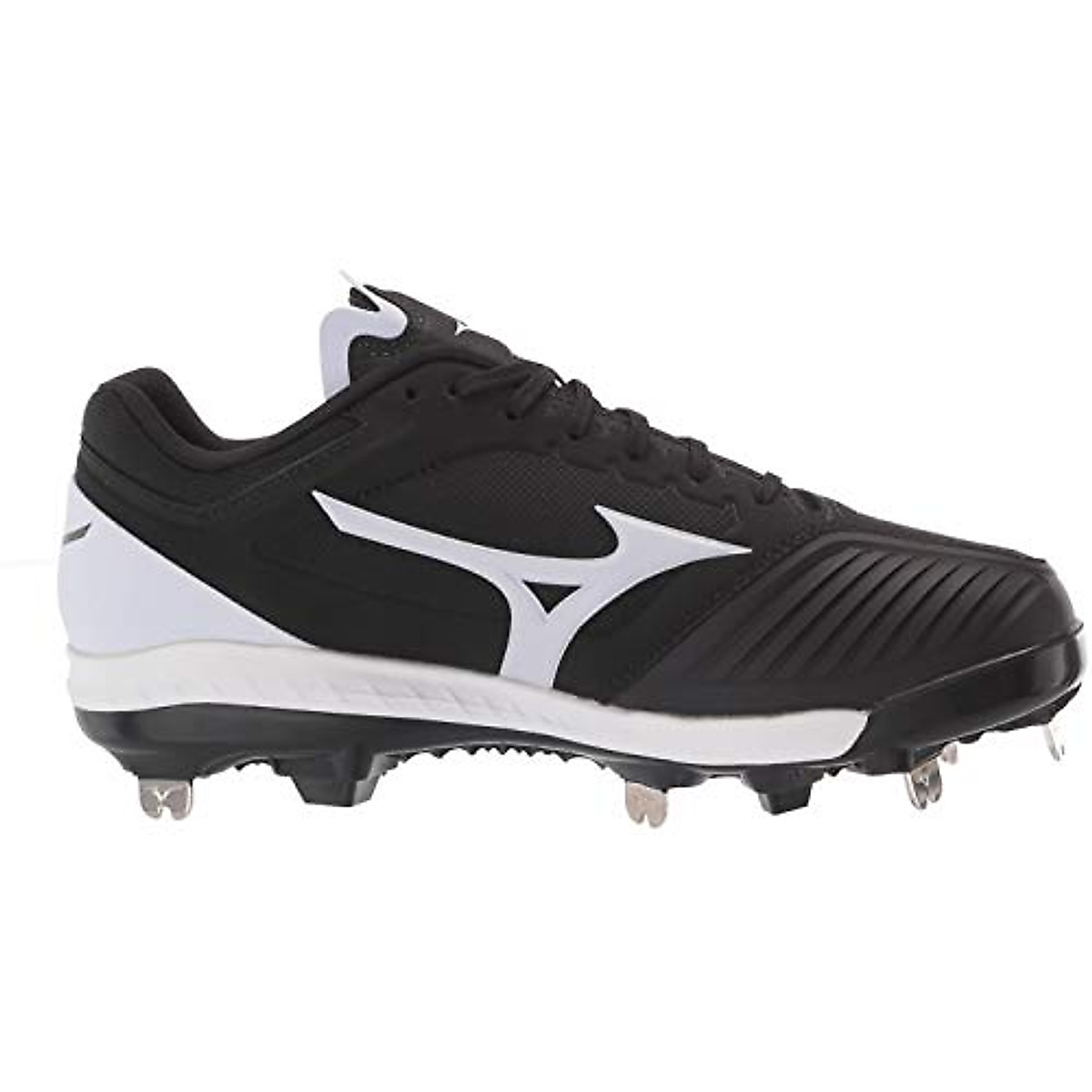 Mizuno Sweep 5 Low Women's Metal Softball Cleat, Black/White, US 9