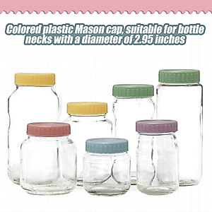 10 Plastic Mason Jar Lids, Colored Mason Jar Lids, 70mm Inner Diameter Mason Jar Lids Regular Mouth with Silicone Ring,Regular Mouth Mason Jar Lids Suitable for Glass Cans, Cans