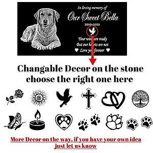 ODB Personalized Pet Memorial Stones, Black Granite Memorial Garden Stone Engraved with Photo, Gifts for Someone Who Lost a Loved One, or Pet, Dog, Cat (with Photo)