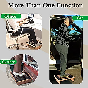 One Wood Step Stool for Adults&Seniors, with Non-Slip Rubber Stepping Surface, Portable Single Wooden Riser, 440 lb Carrying Capacity, Stepping Stool for Kitchen/Bathroom/Bedside