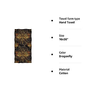 Naanle Stylized Dragonfly Mandala Pattern Soft Highly Absorbent Large Decorative Guest Hand Towels Multipurpose for Bathroom, Hotel, Gym and Spa (16 x 30 Inches)