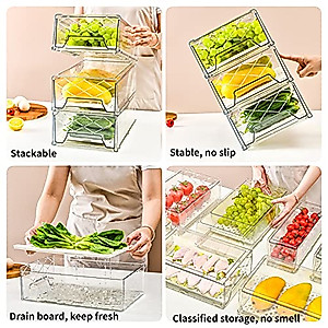 BuonHucs Pantry Organization and Storage, Refrigerator Organizer Bins, Fridge Pull-Out Drawer Containers, Stackable Storage Bins for Kitchen, Cabinet, Closet, Bathroom (2 PACK, 12.6"L x 8"W x 4.4"H)