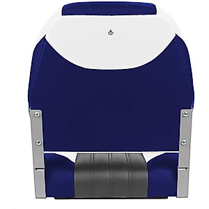 XGEAR Deluxe Low Back Boat Seat, Fold-Down Fishing Boat Seat (2 Seats) (White/Grey/Blue)