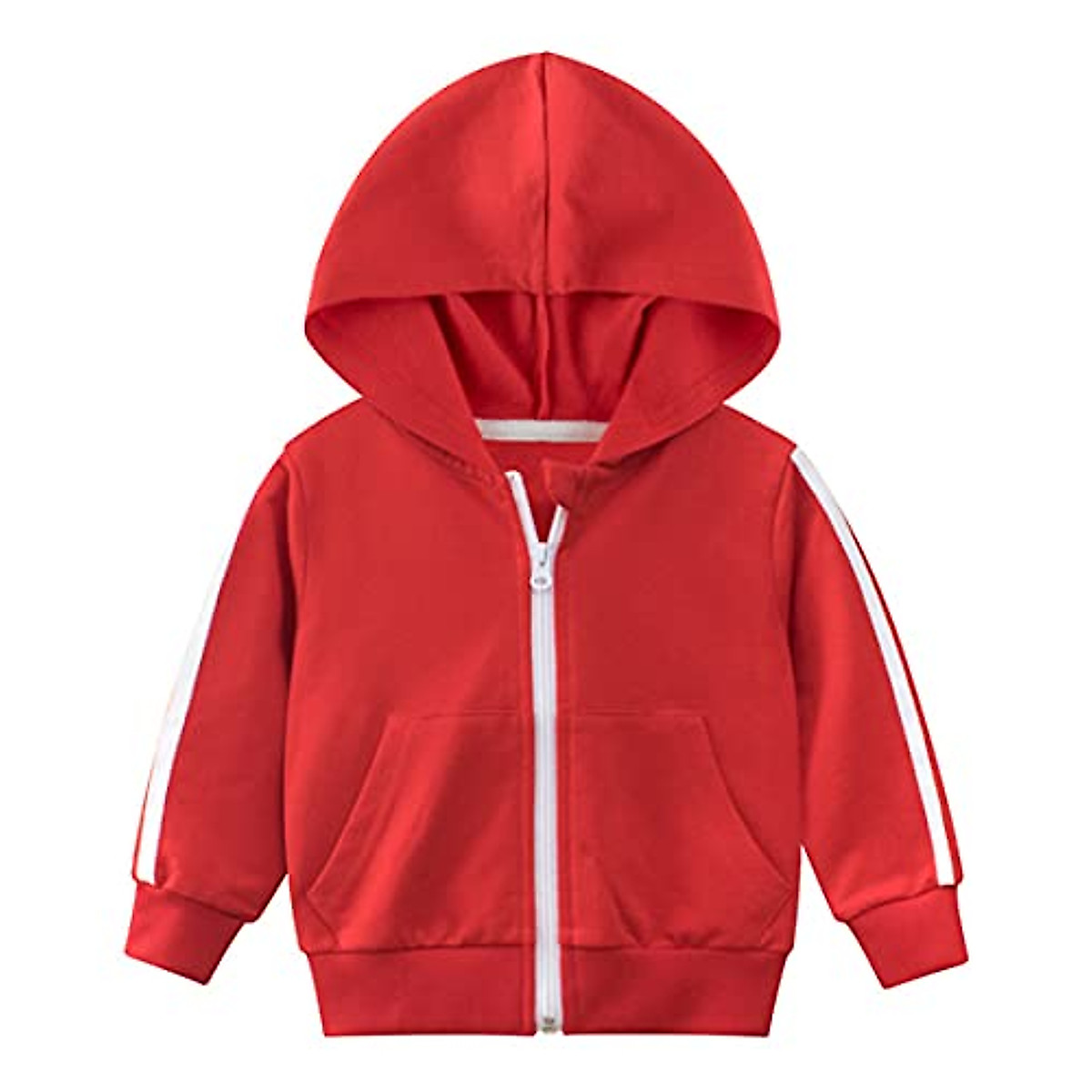OdilMacy Unisex Toddler Baby Hooded Sweatshirts Casual Basic Zip up Hoodie Sweatshirt Coat for Boys Girls Red