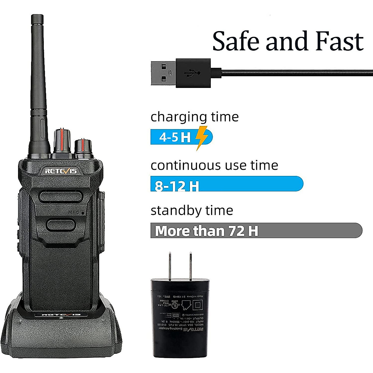 Retevis RT48 Waterproof Walkie Talkie,2 Way Radio Long Range,Military Grade,Hands-Free,Emergency Alarm,Rugged,Squelch,Walkie Talkies with Earpiece for Hunting (2 Pack)