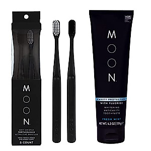 Moon Toothbrush and Whitening Anticavity Toothpaste Bundle