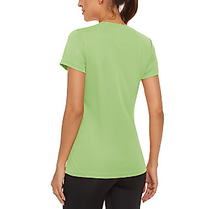 MAGCOMSEN Tennis Shirts for Women Dry Fit Tshirts Shirts Short Sleeve Rash Guard Uv Shirts for Women Sun Protection Running Tops Light Green,M