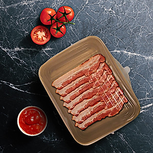 ZFJ Large Bacon cooker for Microwave Oven Bacon Cooker Tray, Ceramic Baking Pan for Microwave Bacon Cooking Healthy Breakfast -Make Crispy Bacon in Minutes