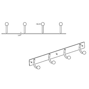 Richelieu Hardware 16218 Utility Hook Rack 12-5/8 in (320 mm), Matte Black