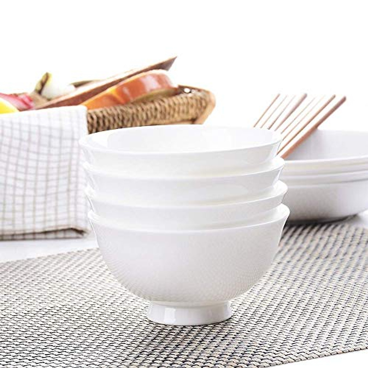 GagalU Fine Dinnerware Set,10 Piece Dinnerware Set, White Ceramics Dinner Set, 4.5 Inch Dinners Plates, 8 Inch Cereal Bowls Set, Service for 6