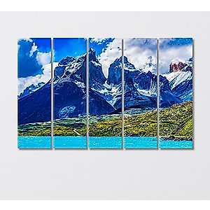 Three Granite Mountains in Torres del Paine National Park Patagonia Canvas Print 3 Panels / 36x24 inches
