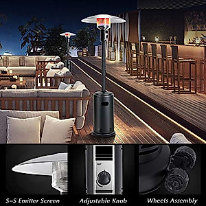 Patio Heater BALI OUTDOORS Outdoors Gas Patio Heaters Tall Standing Patio Heater Commercial Outdoor Heater (Black)