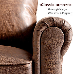 ovios 73.6" Mid-Century Modern Sofa Couch, 3-Seats Leather Couches with Comfy Cushions, Deep Seat Sofas for Living Room Bedroom Apartment and Small Spaces, Dark Brown