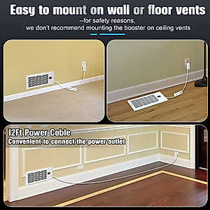 Feekoon Quiet Vent Fan Booster, 4" x 10" Smart Register Booster Fan with Fan Booster and Thermostat Control, AC Vent Booster Fan, Heating Cooling AC Vent, Increase Airstream from Registers (1 Pcs)