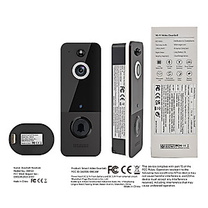 BITEPASS Smart Video Doorbell Camera Wireless with Ring Chime, AI Human Detection, 2-Way Audio, HD Live View, Wire-Free, Night Vision, Cloud Storage, Battery Powered, Indoor Outdoor Surveillance