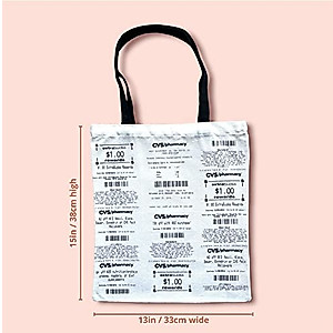 CVS Receipt Canvas Tote Bag, Reusable Grocery Bags, Funny Tote Bags for Shopping, Beach, College