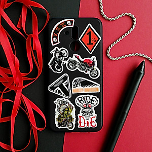 BulbaCraft 179 Pcs Motorcycle Stickers, Motorcycle Brand Stickers, Strong Adhesive & Waterproof Stickers for Adults, Small Stickers, Motorcycle Gifts for Men Vinyl Stickers