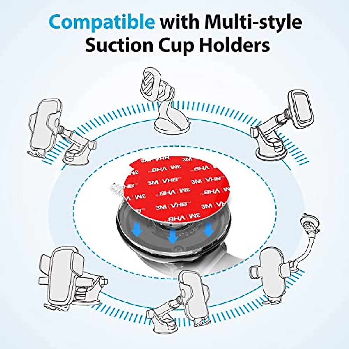 volport Very Strong Sticky Adhesive, 2.76in/70mm Dashboard Pad Mounting Disk Adhesive Replacement Kit, Double Sided Stickers for Suction Cup Dashboard Phone Holder & Windshield Car Mount 2 Pack