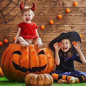 512 Pcs Bulk Foam Halloween Pumpkin Shapes Jack-O'-Lantern Cutouts Stickers Self Adhesive Pumpkin Stickers 1" 1.5" 2" Embellishments for Kids Art Craft Trick-or-treat Favors Halloween Fall Decoration