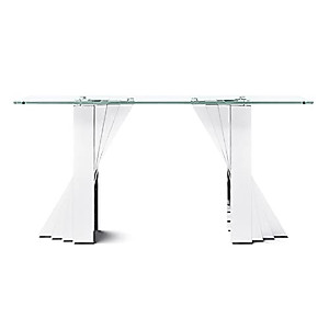 Modern Falcone Console Table - Clear Glass with Polished Stainless Steel Base