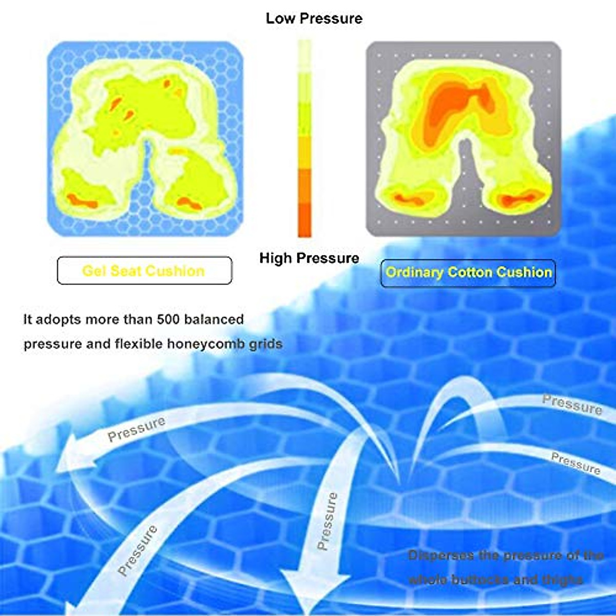 Gel Seat Cushion, Double Thick Egg Gel Cushion for Pressure Pain Relief, Breathable Wheelchair Cushion Chair Pads for Car Seat Office Chair (16x14x1.65inch)