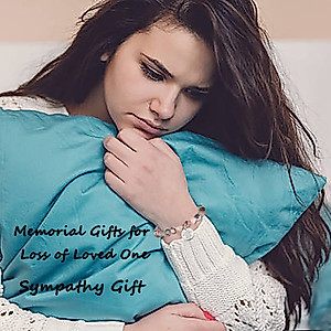 PARTNER Memorial Jewelry Sympathy Gift A Piece of My Heart Lives In Heaven Bracelet Memorial Gifts for Loss of Loved One (Pink Zebra Jasper)