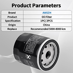 AWSZH 2PCS 52 050 02-S Oil Filter fit for Kohler CH11-CH25 CV11-CV22 M18 M20 SV715 SV725 SV735 Engine 25 050 34-S 52 050 02 5205002S 52 050 02-S1 Oil Filter, Extra Capacity Lawn Mower Oil Filter