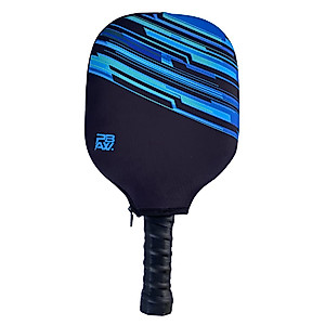 PBAW Neoprene Pickleball Paddle Cover - 2 Pockets - Fence Hook - Universal Size Case - Protective, Durable Sleeve - Protect Your Paddle from Scratches, Dings, Dents (Blue)