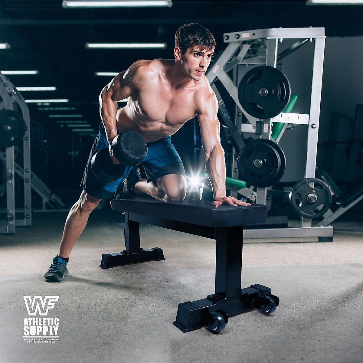 CAP Barbell Commercial Grade Weight Bench Flat/Incline/Decline Utility Exercise Olympic Workout Bench for Full Body Workout (Utility Flat Bench, White)