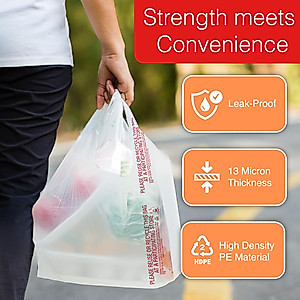 Reli. T-Shirt Bags (300 Count) Plastic Bags - Bulk Grocery & Shopping - White T-Shirt Sacks in Bulk (11.5" x 6.5" x 21")